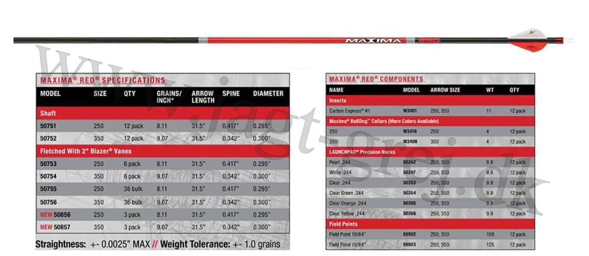 Carbon Express Maxima Red 350, 12 stk. - Jagt og 3D pile - Andersen's ...